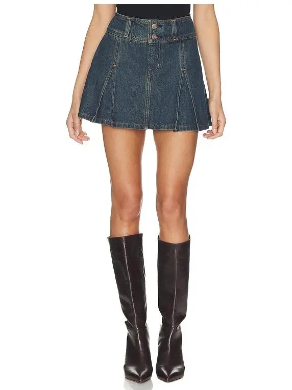 LEVI'S Inverted Pleat Mini Skirt In Denim - Blue