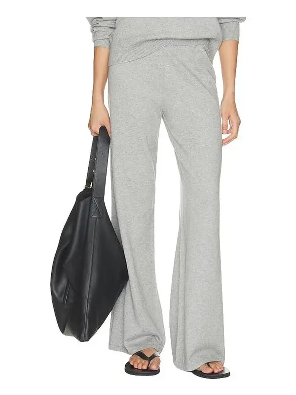 Eterne Cotton Cashmere Wide Leg Lounge Pant - Grey