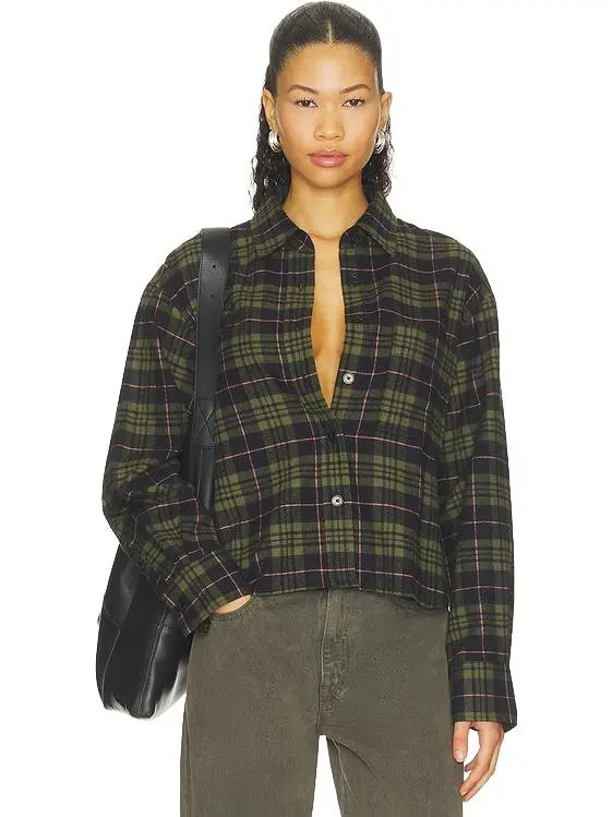 Closed Oversized Cropped Shirt - Green