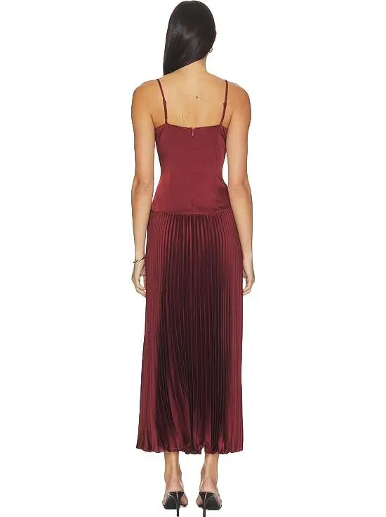 Astr The Label Pleated Drop Waist Dress - Rust