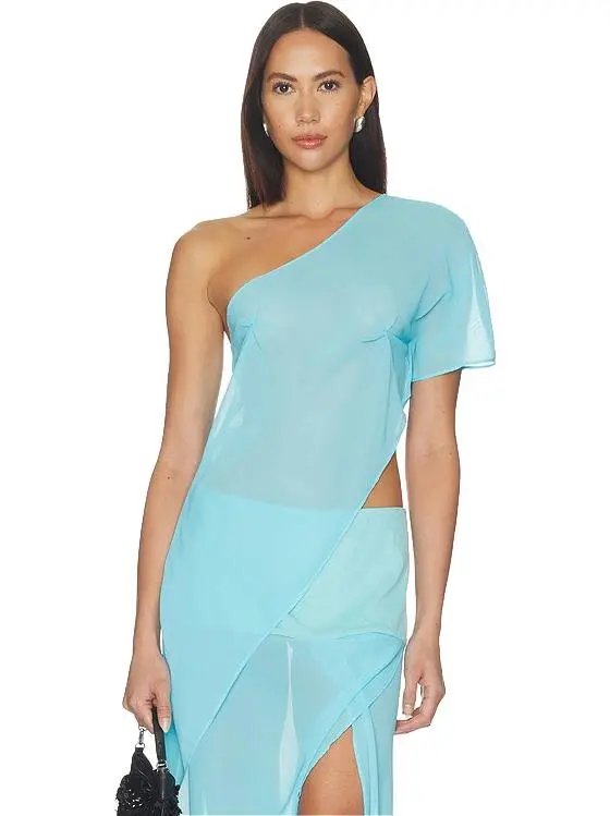 BY.DYLN Marilyn Sheer Top In . Also - Blue