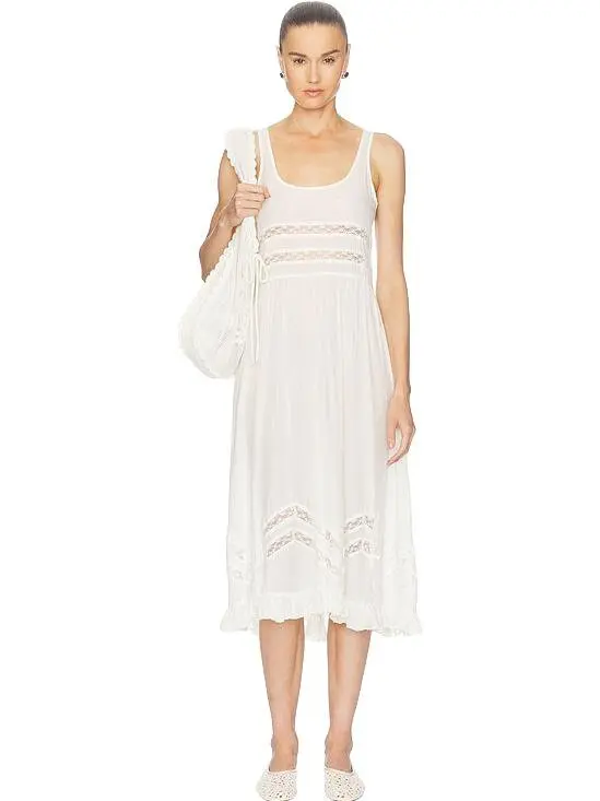 Free People X Intimately Voile And Lace Midi Dress - Ivory