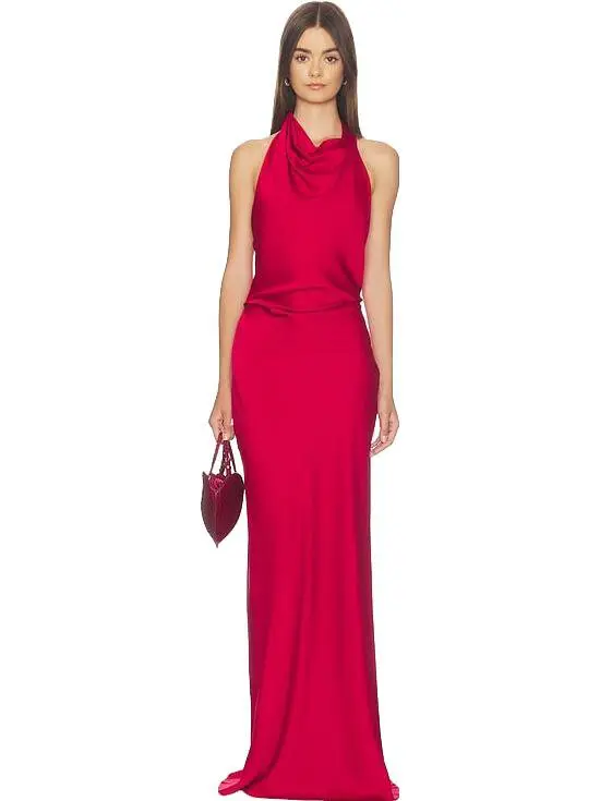Simkhai Reannon Draped Gown - Red