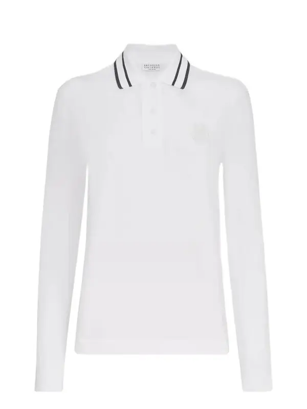 Brunello Cucinelli Stretch-cotton Piqué Polo Shirt With Logo Detail - White