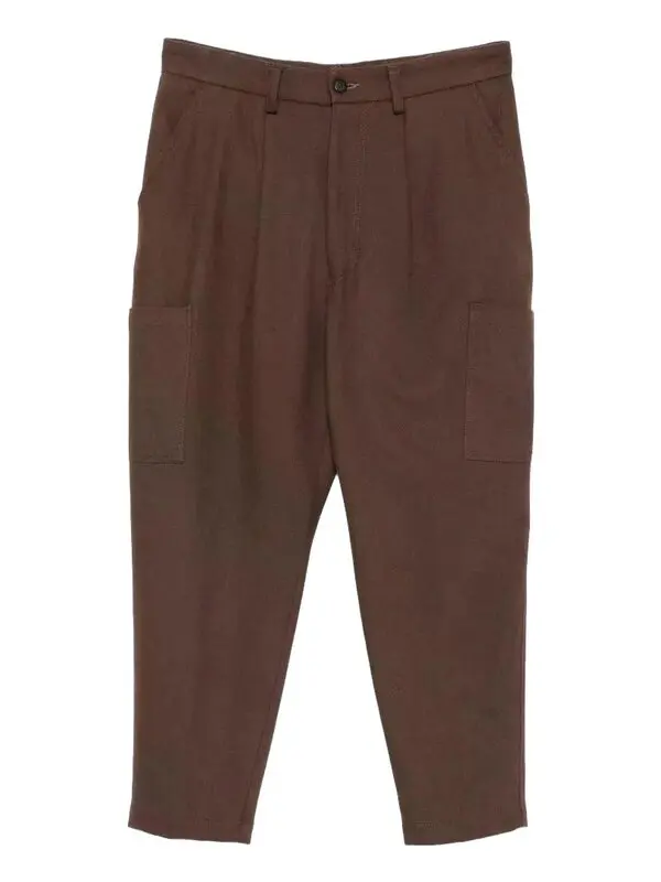 Eleventy Pleated Cargo Trousers - Brown