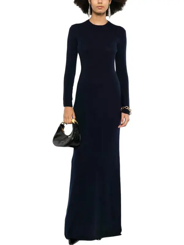 TOM FORD Dark Navy Sheer-back Knitted Maxi Dress - Blue
