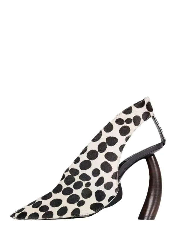 A.W.A.K.E. Mode Dalmatian Print Leather Slingback Sandals - White