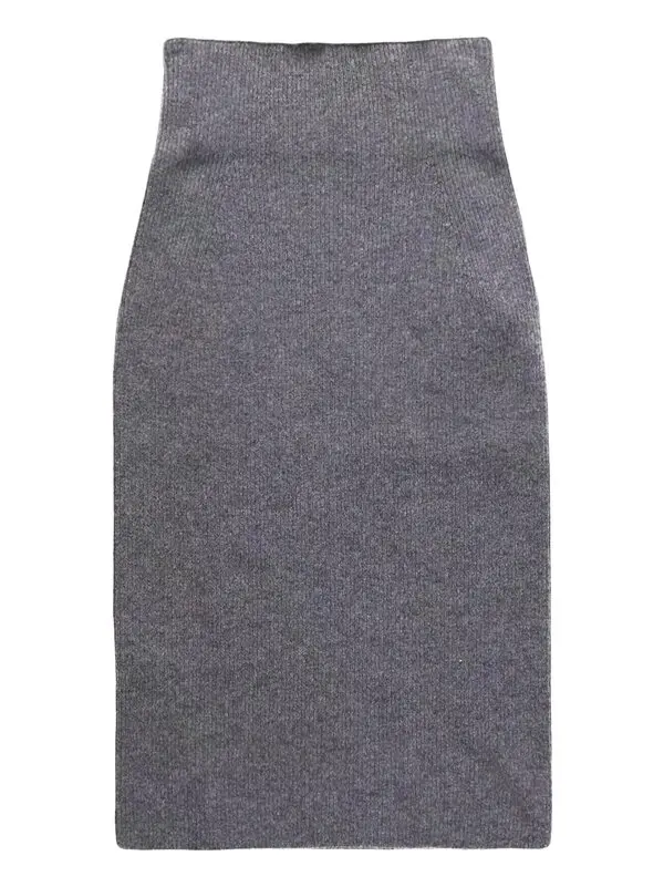 Stella McCartney Ribbed-knit Wool-blend Skirt - Grey