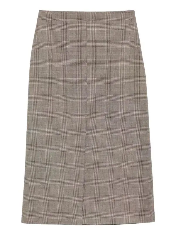 TWINSET Beige Check Pattern Midi Pencil Skirt - Neutrals