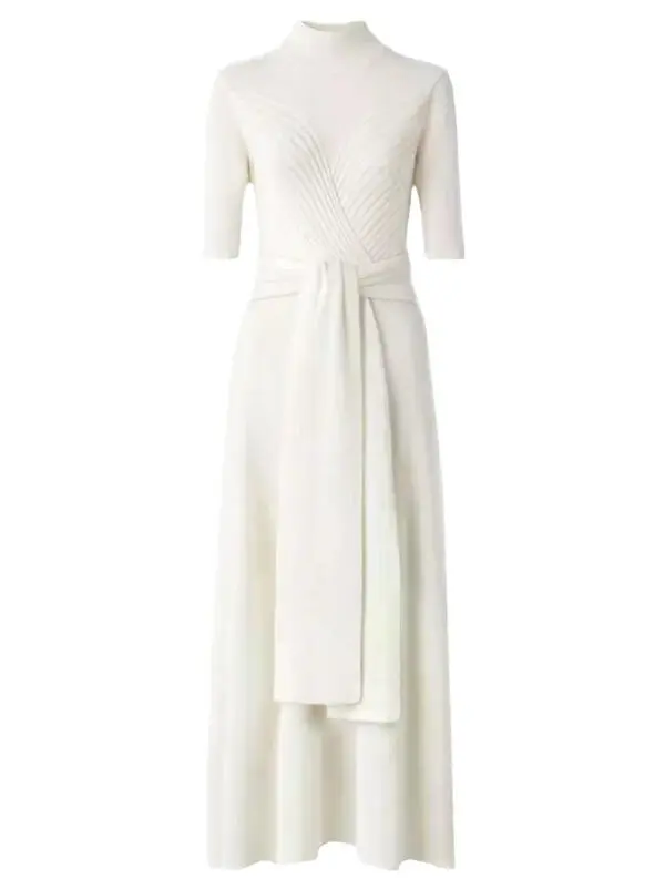 VIOLANTE NESSI Maxi Dress With Knot Waist - Neutrals