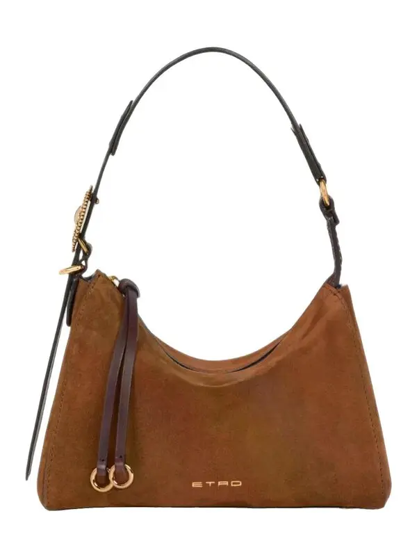 Etro Suede Buckled Shoulder Bag - Brown