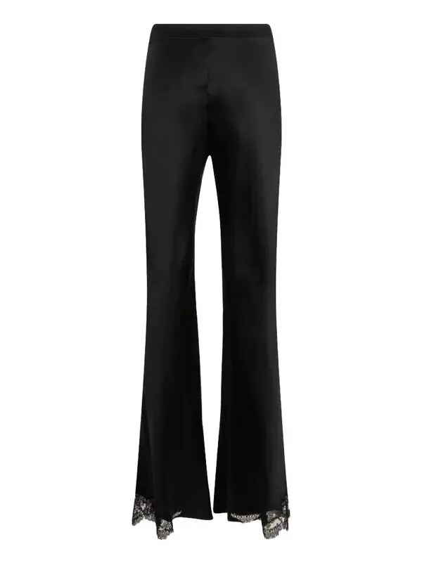 Alberta Ferretti Lace Trim Flared Trousers - Black