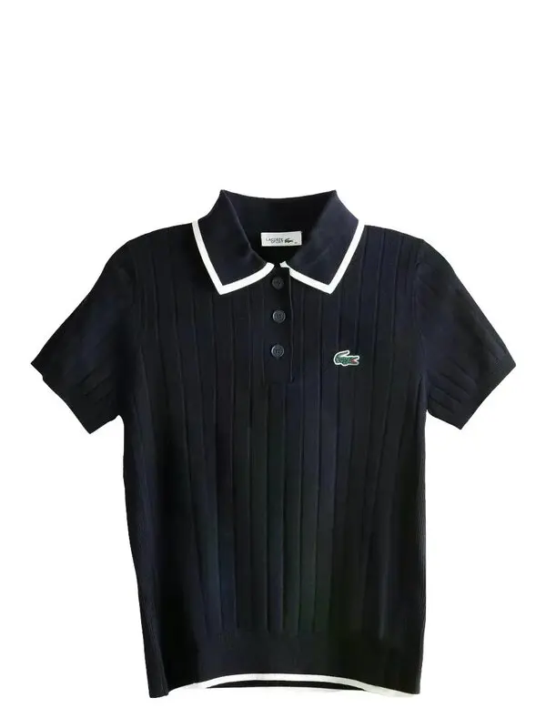 Lacoste Ribbed-knit Short-sleeve Polo Shirt - Blue