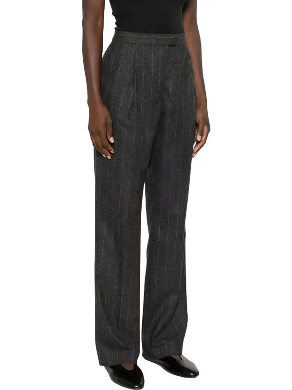 Herno Pinstripe Pleated Tailored Trousers - Grey