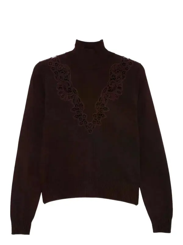 Zimmermann High-neck Sweater With Crochet Trim - Red