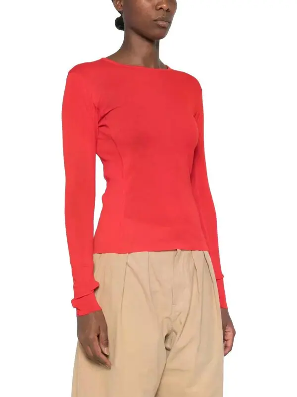 Soeur Lester Long-sleeve Boat-neck T-shirt - Red