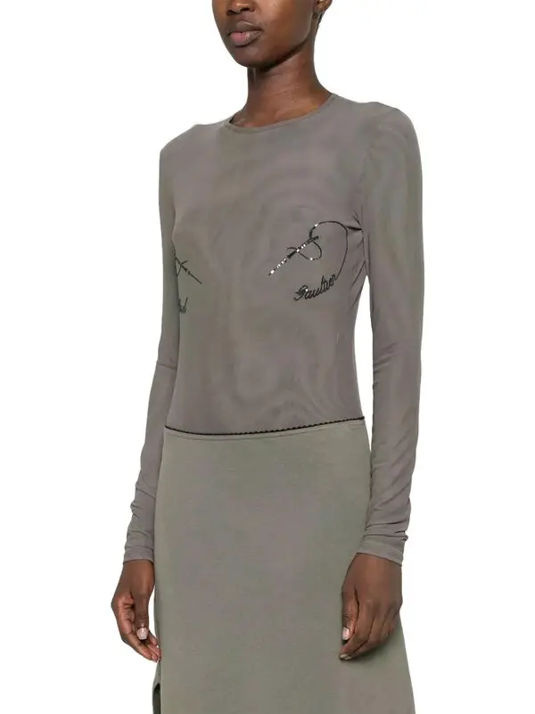 JEAN PAUL GAULTIER Sequin Embellished Bodysuit - Grey