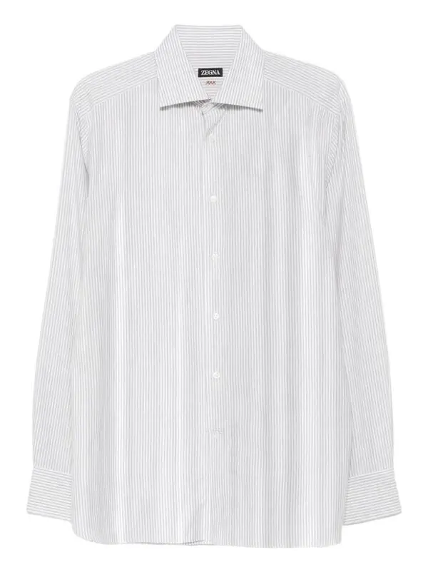 Zegna Vertical-stripe Long-sleeve Shirt - White