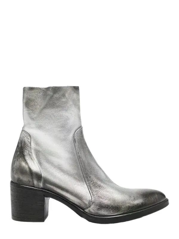 STRATEGIA SHOES Strategia Metallic-effect Leather Ankle Boots - Silver