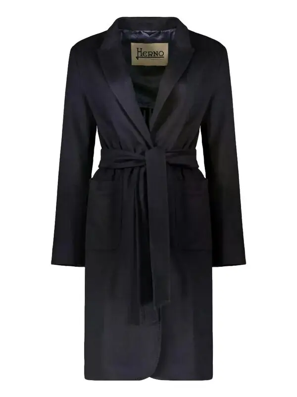 Herno Belted Cashmere Coat - Blue