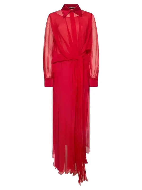 Alberta Ferretti Knot-detail Silk Maxi Dress - Red