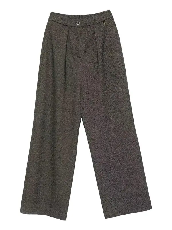 Herno Pleated Wide Leg Tailored Trousers - Grey