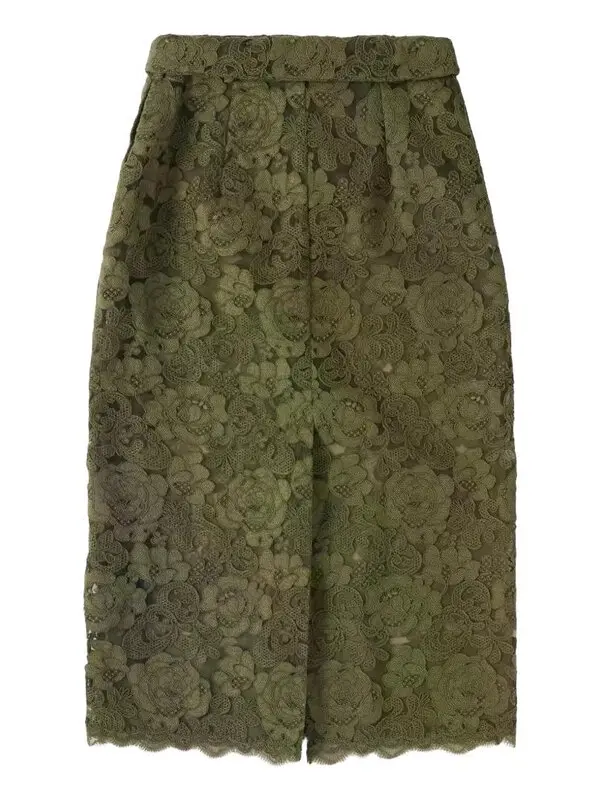 Simone Rocha Peeling Floral-lace Midi Skirt - Green