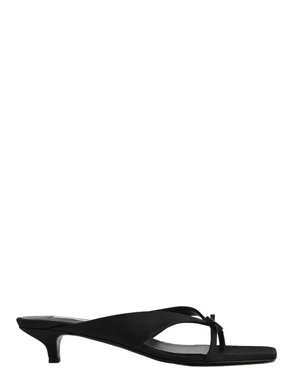 TOTEME Bow Satin Flip Flop Sandals - Black