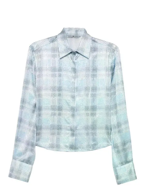 Ermanno Scervino Crystal-embellished Checked Shirt - Blue