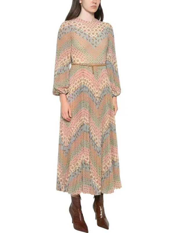 Zimmermann Sunray Paisley-print Pleated Midi Dress - Neutrals