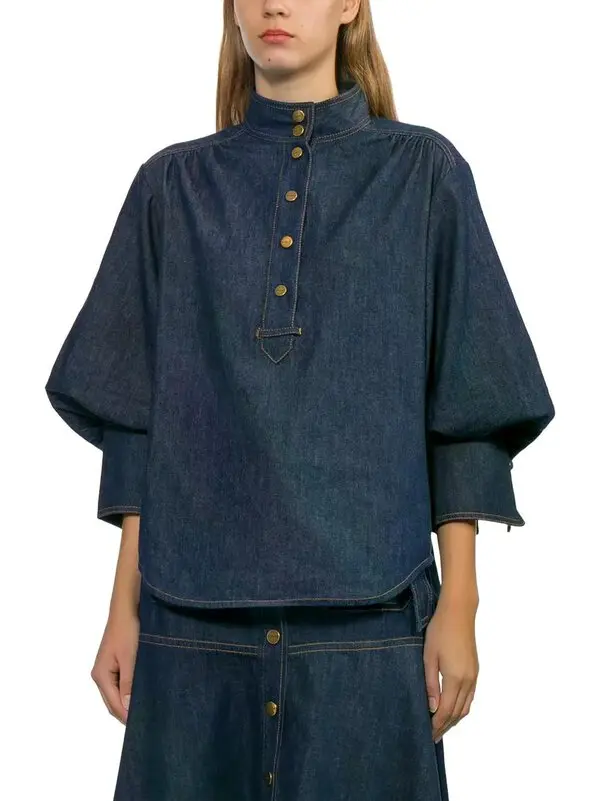 Zimmermann Billow Denim Blouse - Blue
