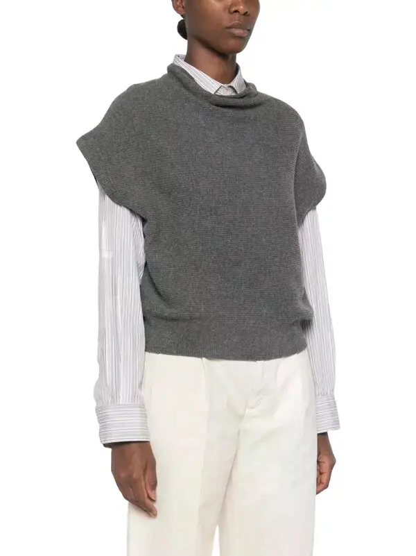 Brunello Cucinelli Ribbed-knit Sleeveless Sweater - Grey