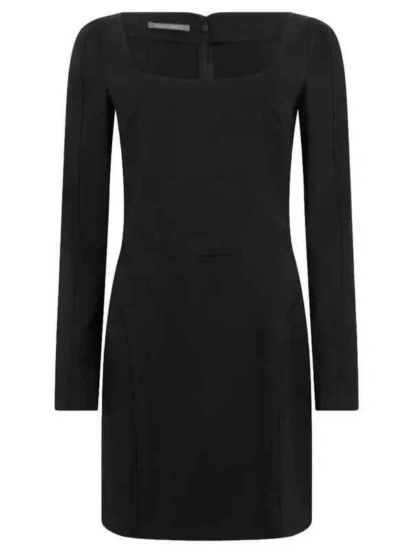 Alberta Ferretti Square Neck Long Sleeve Mini Dress - Black