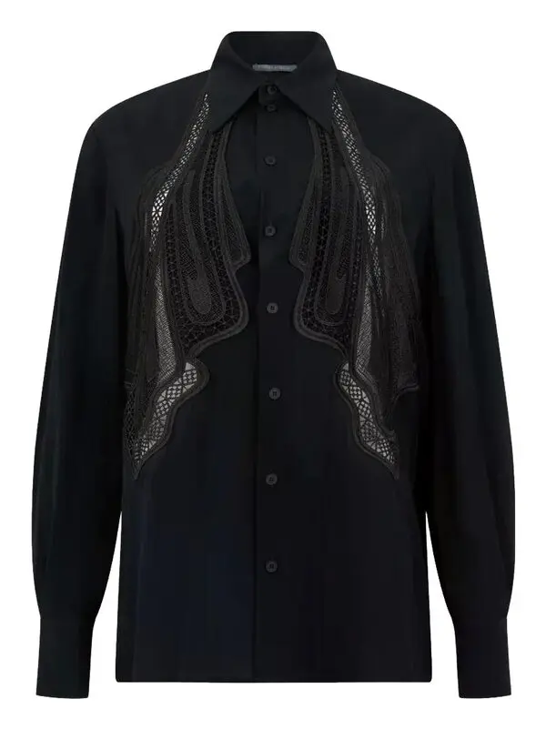 Alberta Ferretti Lace Panelled Shirt - Black