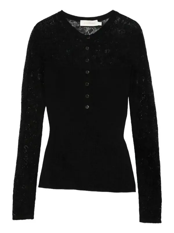 Zimmermann Lace Panelled Ribbed-knit Sweater - Blue