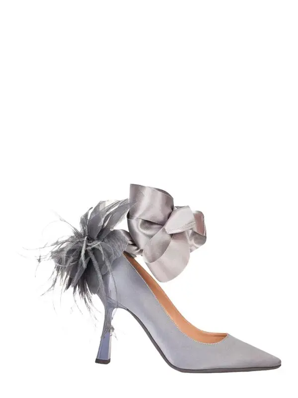 Alberta Ferretti Feather And Bow Detail Pumps - Grey