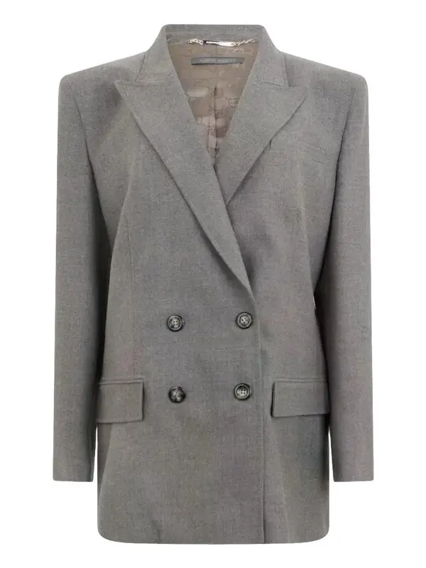 Alberta Ferretti Double-breasted Structured-shoulder Blazer - Grey