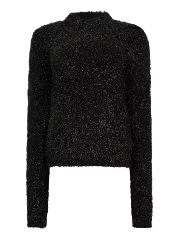 Alberta Ferretti Fuzzy-knit Long-sleeve Sweater - Black