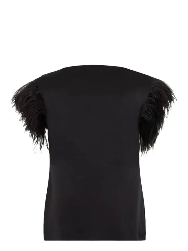 Alberta Ferretti Feather-trim Metallic-embellished T-shirt - Black