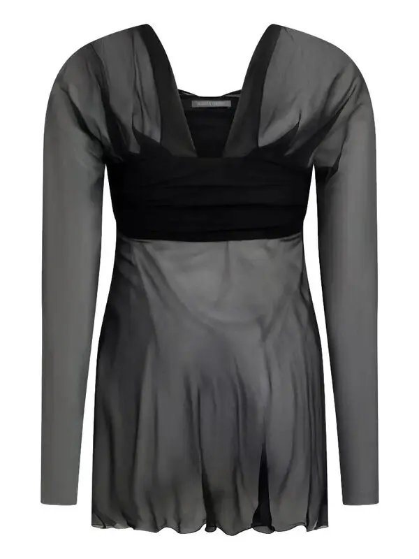 Alberta Ferretti V-neck Sheer Blouse - Black