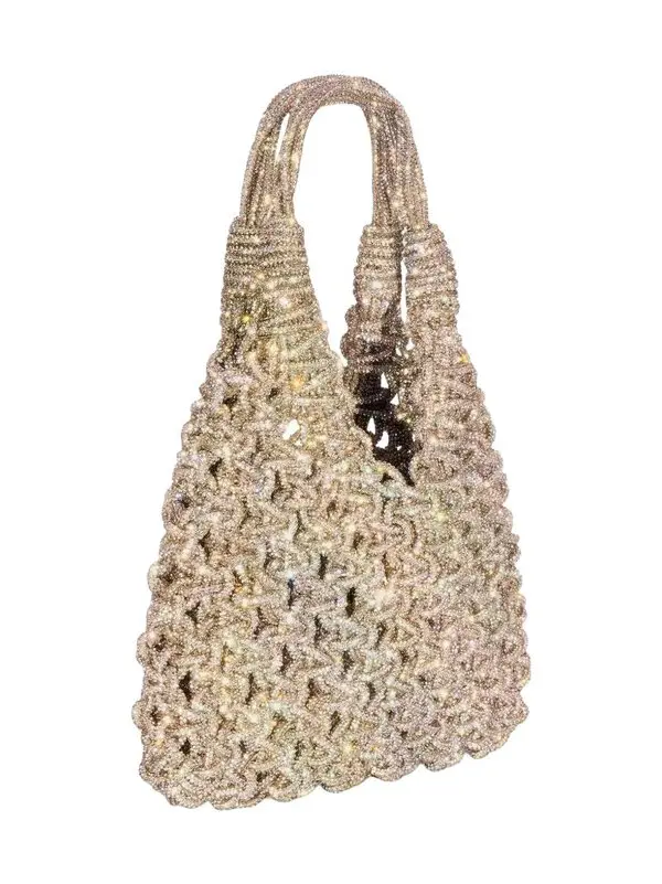 HIBOURAMA Small Vannifique Crystal-embellished Woven Tote Bag - Gold