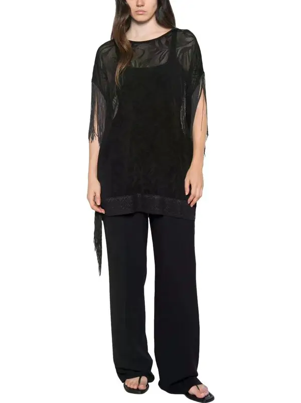 TWINSET Jacquard-knit Sweater With Fringe Trim - Black