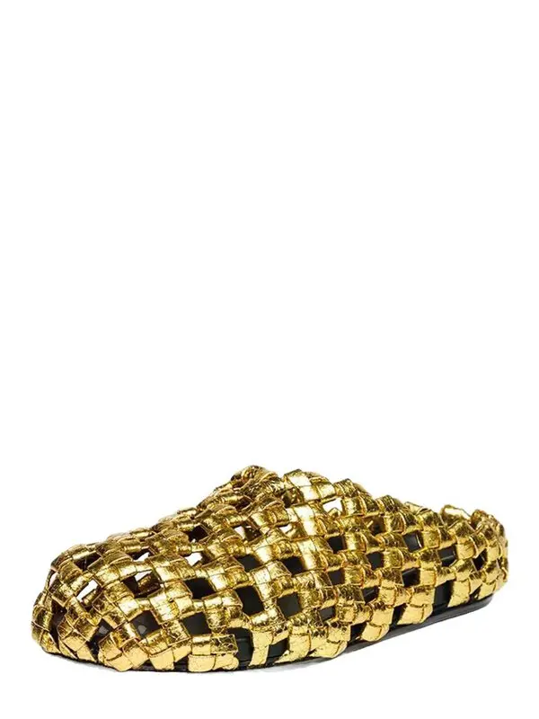 A.W.A.K.E. Mode Woven Leather Mules - Silver