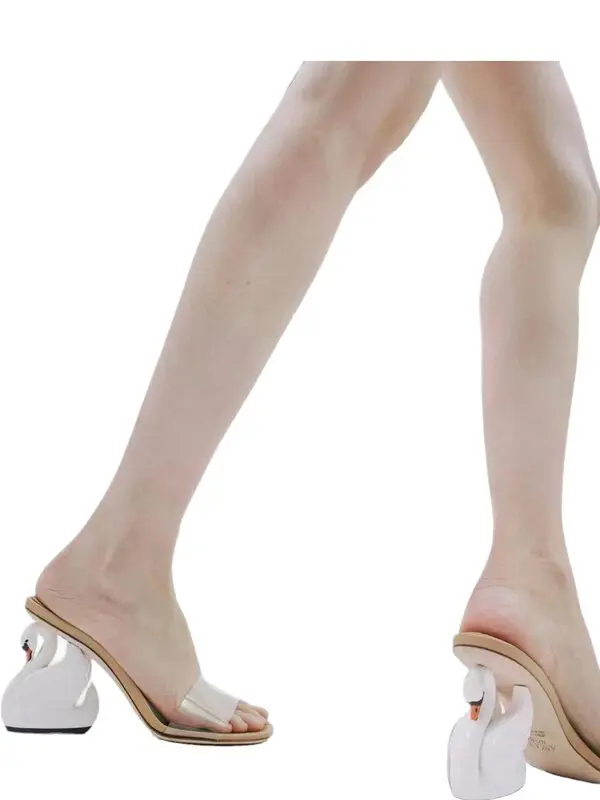 A.W.A.K.E. Mode Faye Swan-heel Sandals - Neutrals