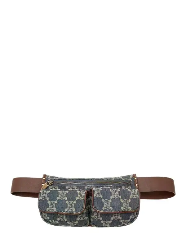 Celine Macadam Denim Double Pocket Belt Bag - Blue
