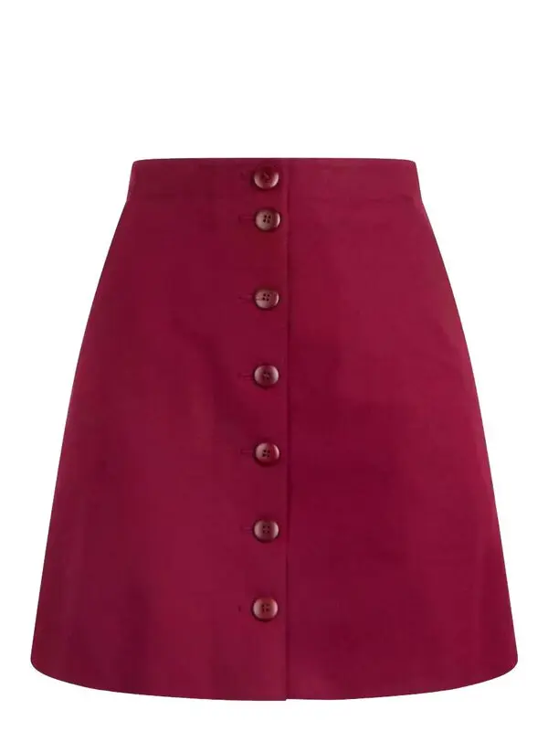 Alberta Ferretti Button-up Pleated-panel Skirt - Red