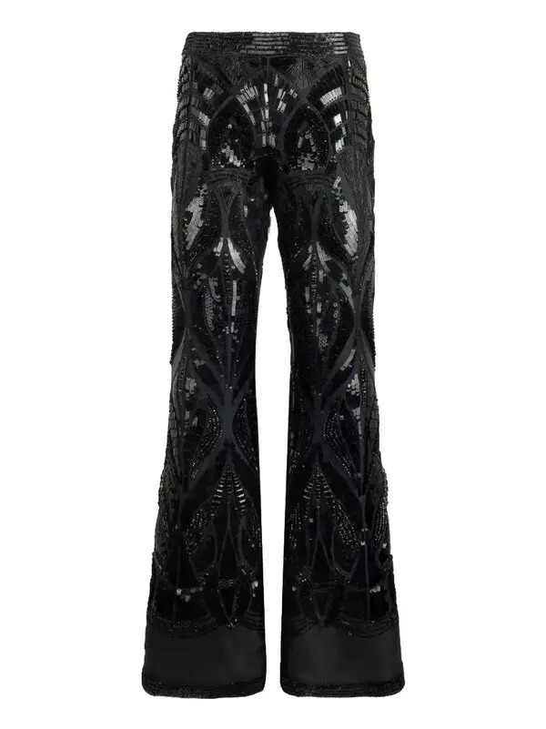 Alberta Ferretti Embellished Palazzo Pants - Black