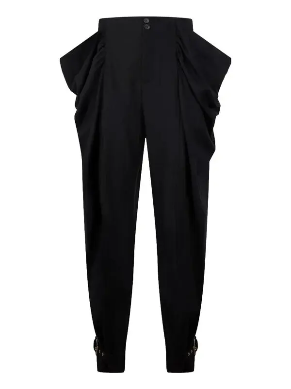 Alberta Ferretti Pleated Buckled-cuff Trousers - Black