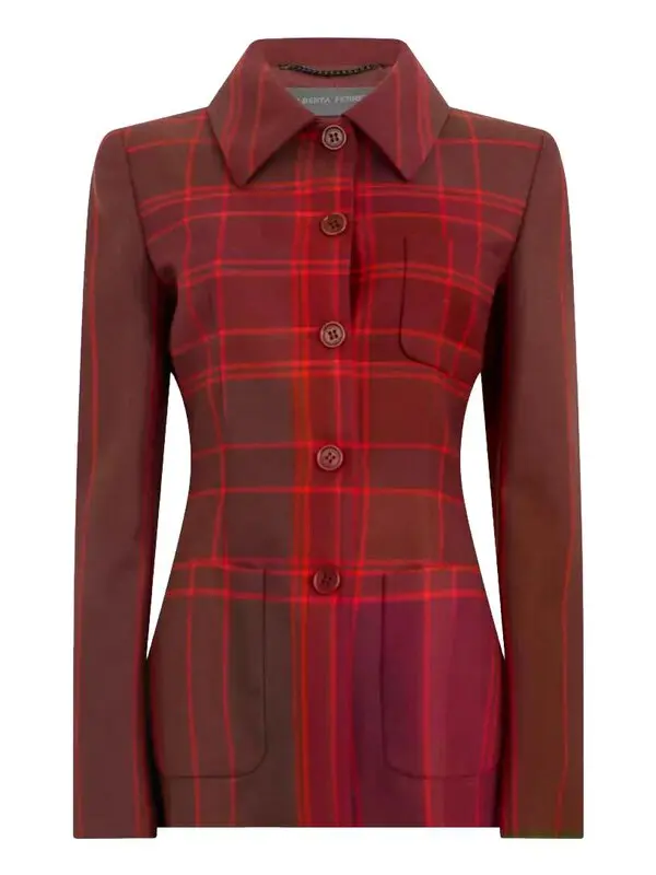 Alberta Ferretti Check-pattern Button-up Jacket - Brown