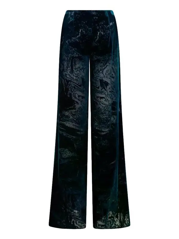 Alberta Ferretti Abstract Print Velvet Palazzo Pants - Blue